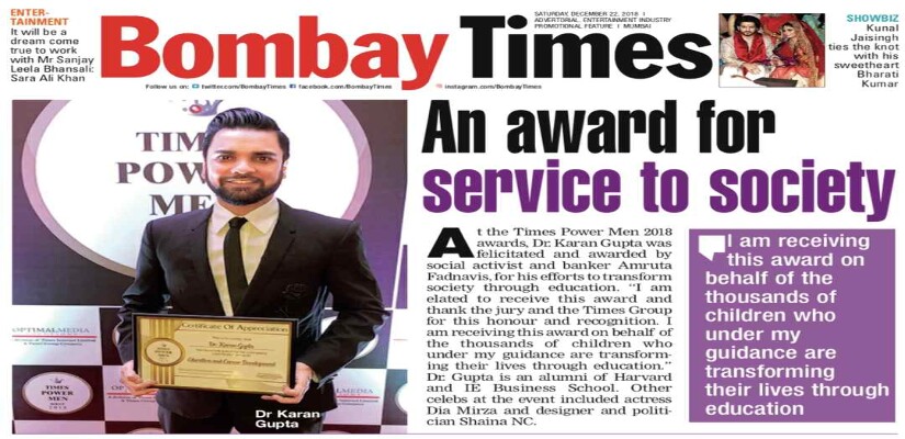 Karan Gupta wins 'Most Trusted Overseas Education Consultant'